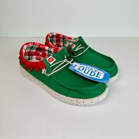 Hey Dude | Shoes | Nwthey Dude Big Kids Wally Holiday Elf Green And Red ...